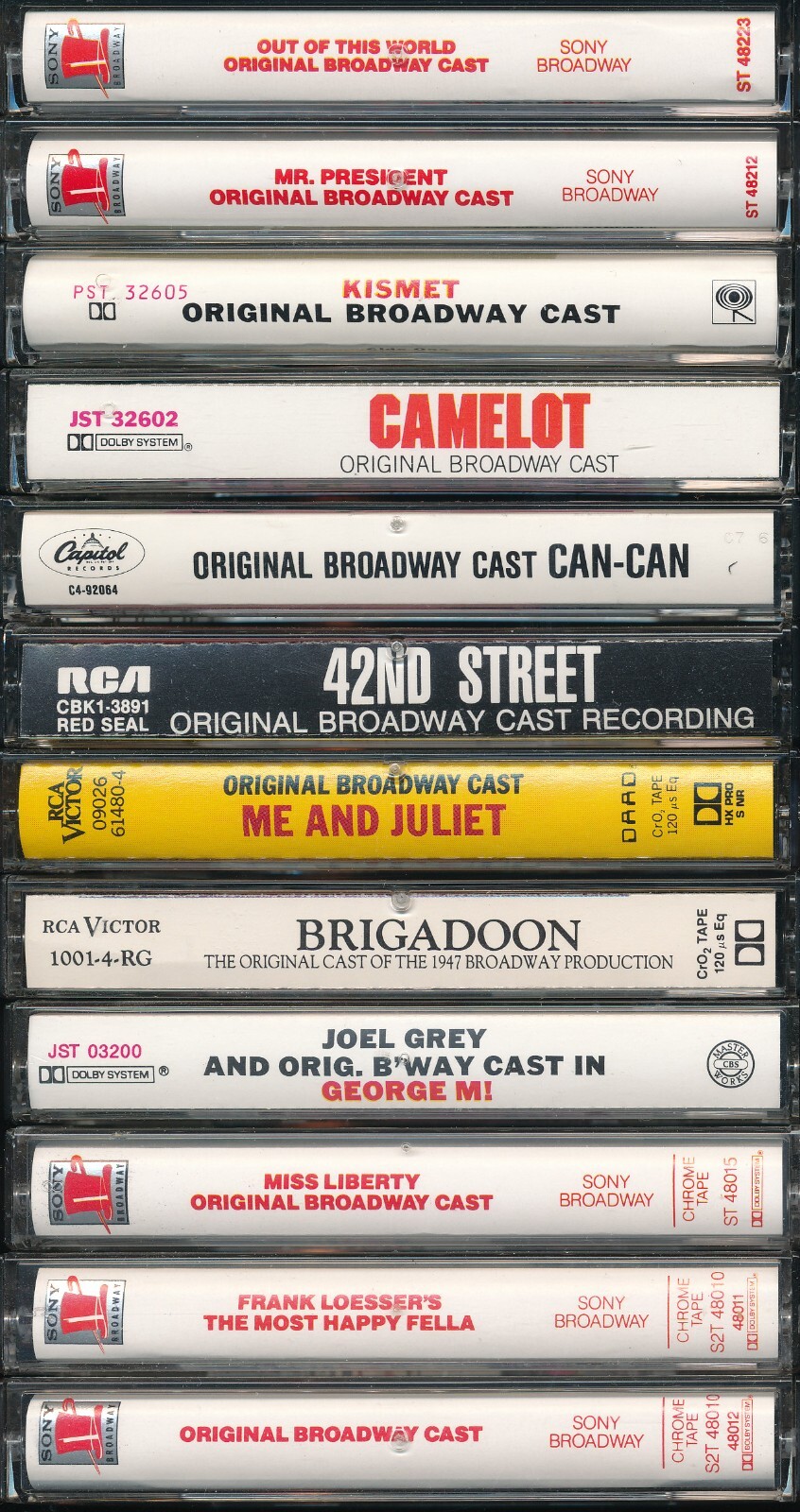 Broadway Cast Recordings 11 great shows Lot of 12 audio music Cassette ...