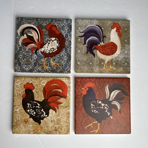 Boston Warehouse Rooster Stone Coaster Set Of 4 - Cork Backing | eBay