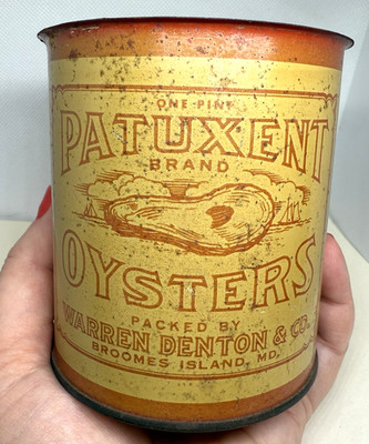 Vintage Patuxent Brand Oysters Warren Denton & Co Broomes Island MD Pint Tin Can | eBay