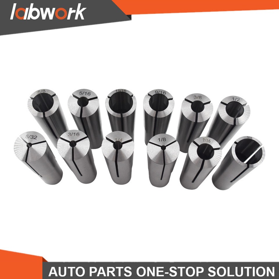 Labwork 12PC 3MT MT3 #3 Morse Taper Shank Collets Includes 1/8" - 3/4 ...