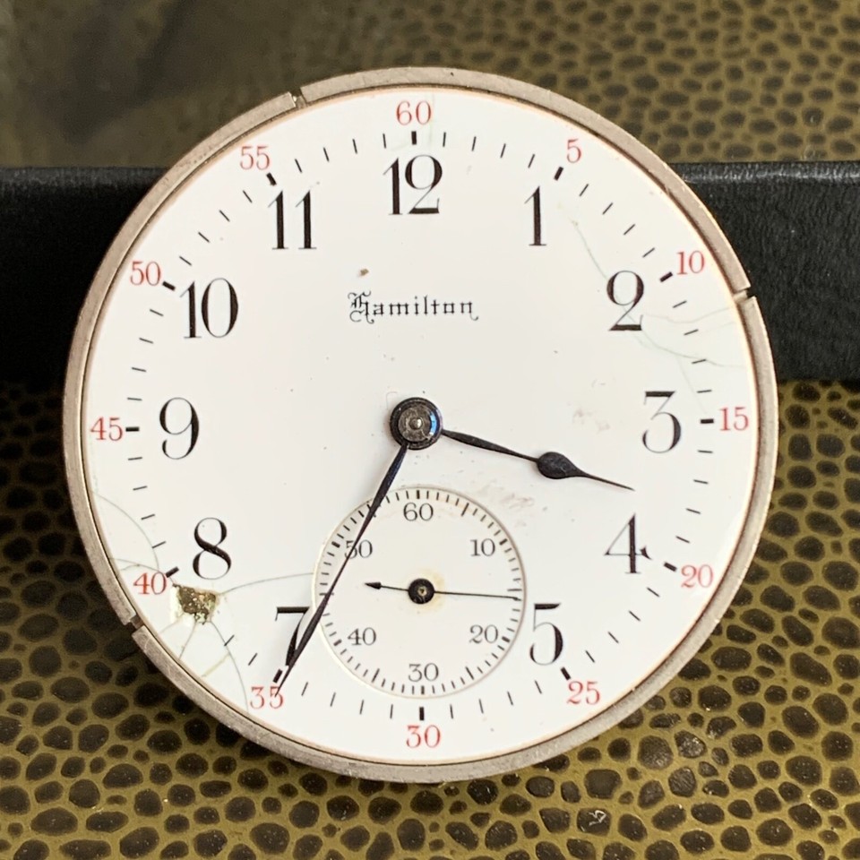 1916 Hamilton Grade 910 12S 17 Jewels Open Face Pocket Watch Movement ...