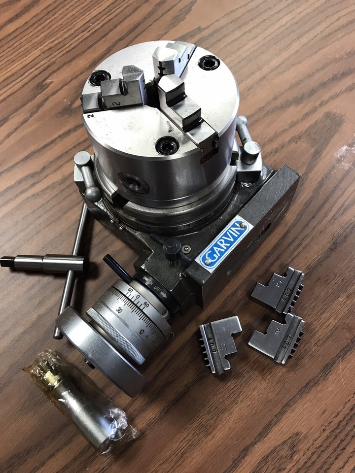 4" HORIZONTAL & VERTICAL Rotary TABLE W. 4” 3 Jaw Chuck Part#TSL100 ...
