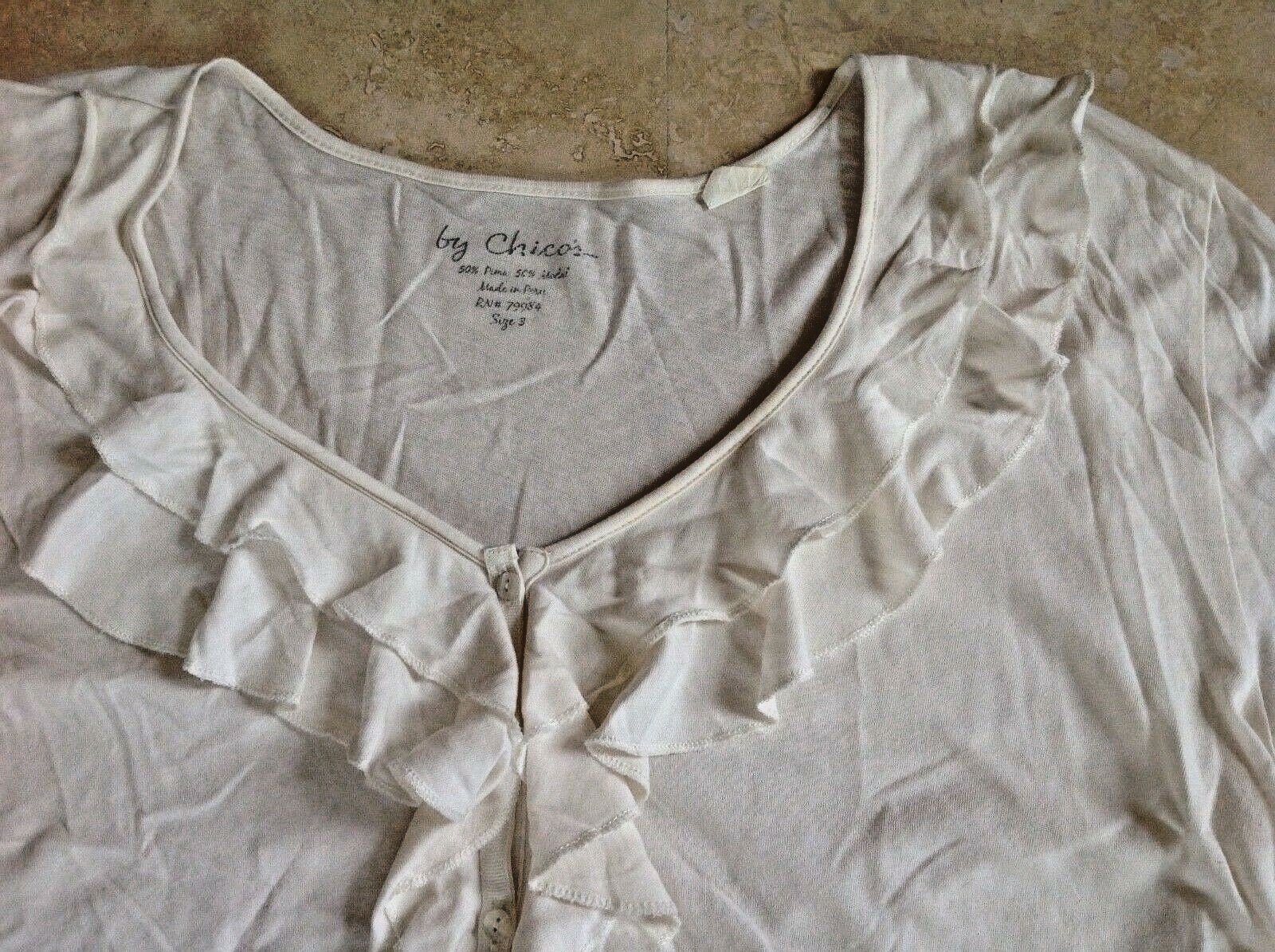 CHICO'S WOMENS TOP CREAM SIZE 3 LONG SLEEVES PIMA COTTON MODAL NEW | eBay