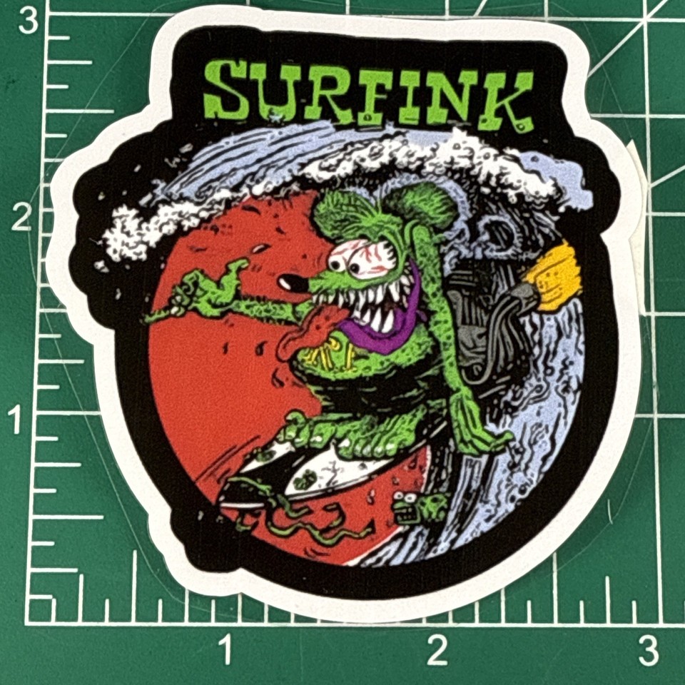 🔥 RAT FINK Sticker Surf Fink Mouse Ed Roth Surfing Wave Vinyl Decal Car ...