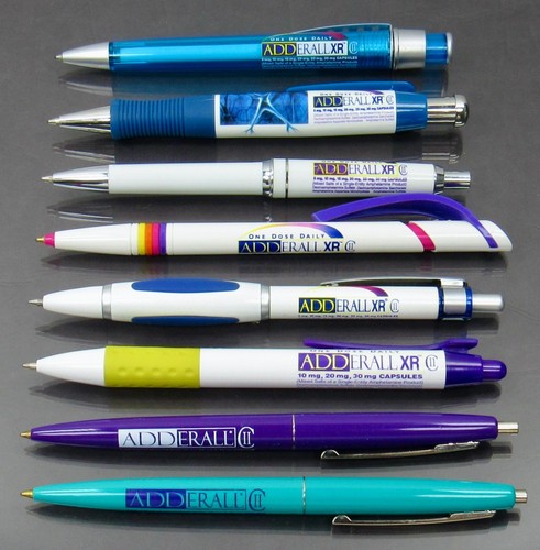 Superb ADDERALL Lot 8 PENS + PAD Drug Rep Pharmaceutical Promo ...
