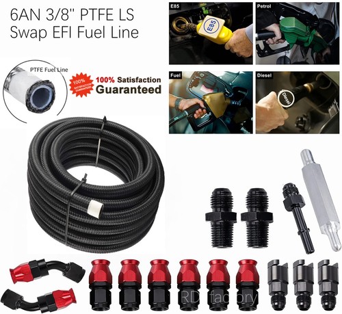 6AN Fuel Line Kit 3/8" Gas Oil Line Hose AN6 Fitting Transmission ...