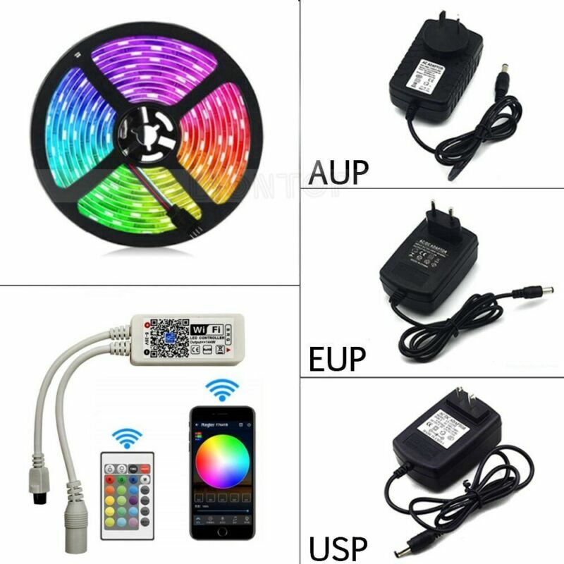 5/10/20M LED Strip Light 5050 SMD RGB 30Leds/m Waterproof WIFI IR ...