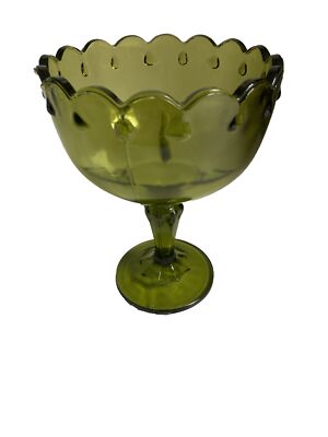Vintage INDIANA Glass Green Teardrop & scallop Pattern-Footed Candy ...