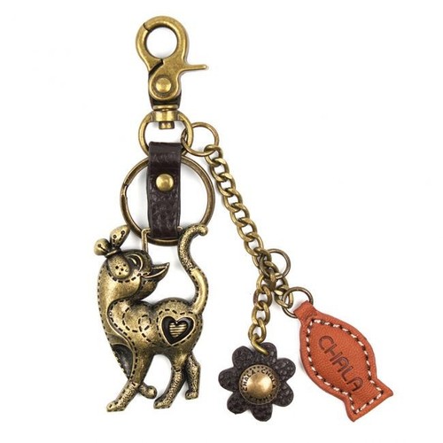 Key Ring/Bag Charm - Cat and Paw print - bronze metal | eBay