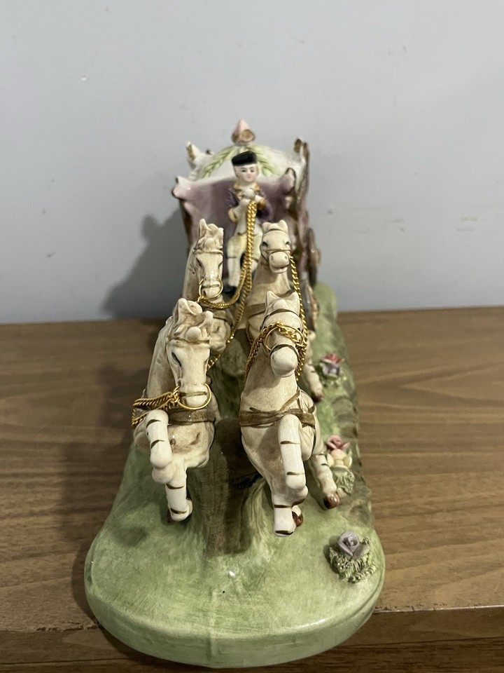 Vintage Italian Capodimonte Porcelain Cinderella With Horse Carriage ...