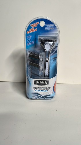 Schick Quattro Titanium Men’s Razor Value Pack 1 Razor Handle w/ 3 ...