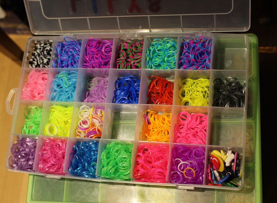 Rainbow Loom Large Lot! Rubber Bands, Charms, Looms, Clips, & Tools, 4 ...