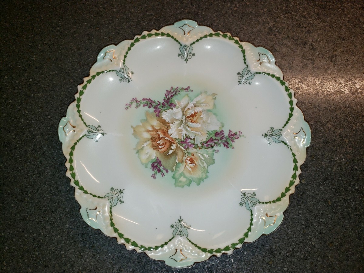 Mz Austria MZ Austria Oblong China Dish With Hand Painted Roses And