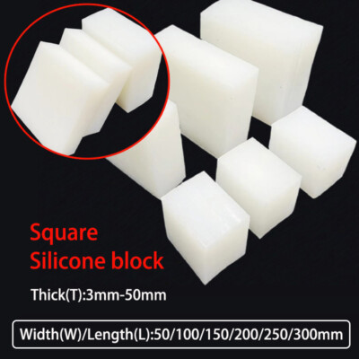 Silicone Block Plate White Solid Rubber Square Shockproof Pad 50mm ...