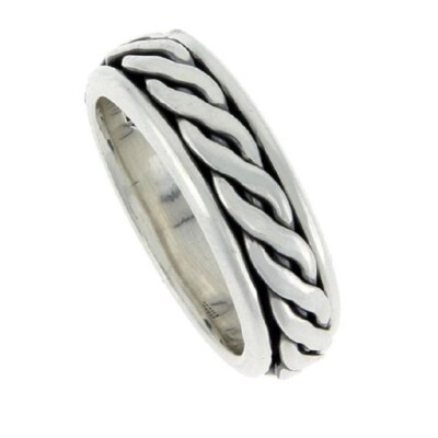 Handmade Sterling Silver Rope Design Center Spinner Ring | eBay