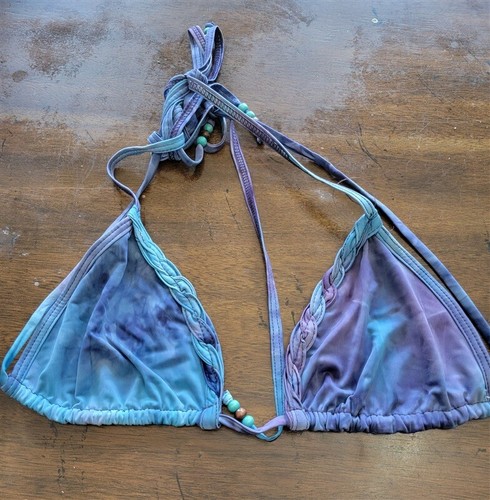 NWOT Hale Bob Cabana M Tie Dye Blue Purple Triangle Bikini Top 121857 ...