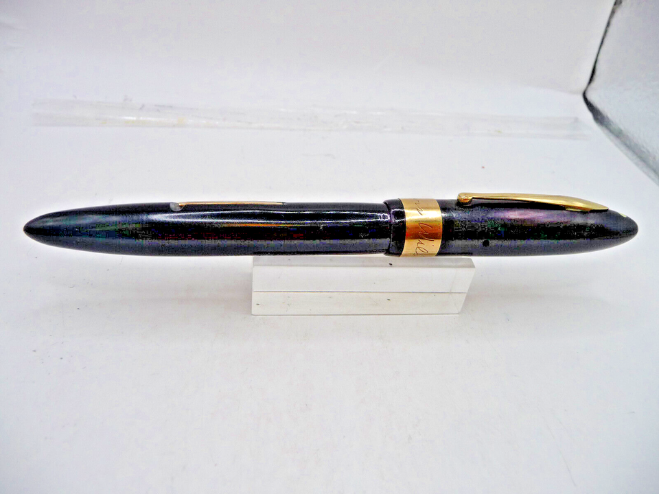 Sheaffer Vintage White Dot Lever Fill Fountain Pen-14k Autograph Band ...