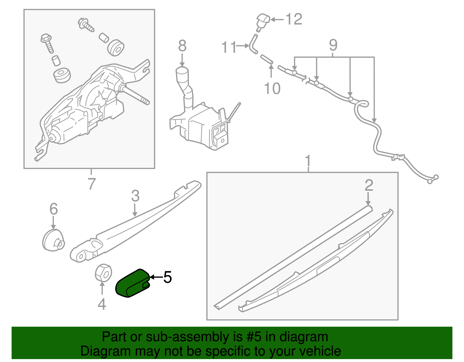 OEM NEW 2005-2019 Subaru B9 Tribeca Outback Window Wiper Arm Cap Rear ...