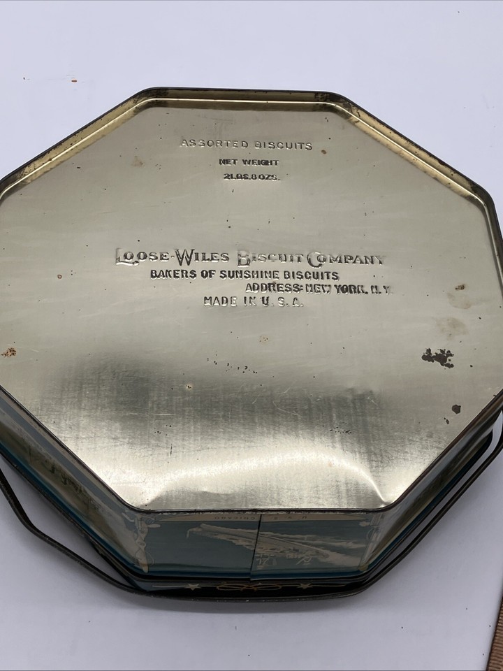 Vintage Loose-Willes Battleship Octagon Biscuit Tin WWII US Navy War ...
