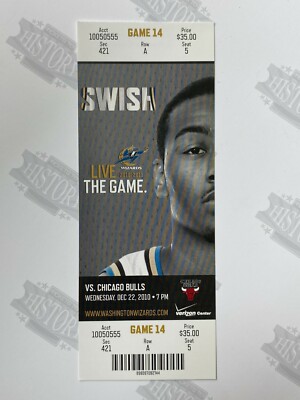 2010 Chicago Bulls at Washington Wizards Ticket 12/22/10 | eBay