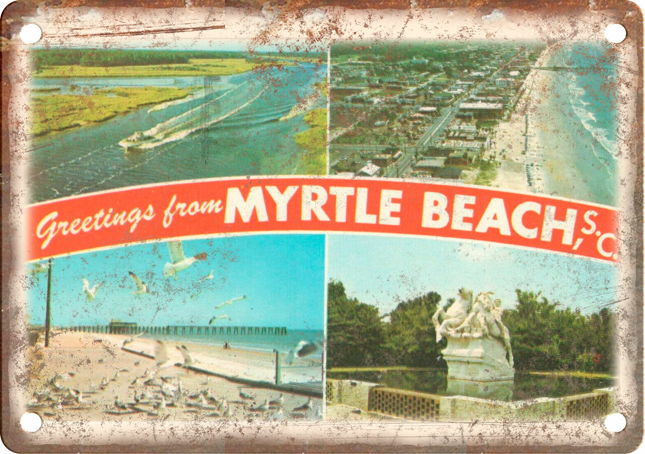 Myrtle Beach South Carolina Greetings From 12"x9" Retro Look Metal Sign ...