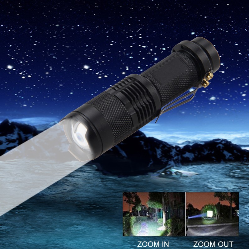2PCS White LED Flashlight Torch Super Bright Flashlight Light Portable ...