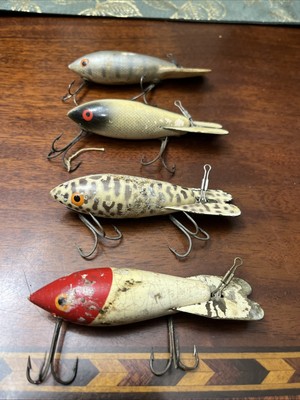 4- Vintage Wood Bomber Fishing Lures, 621,800,455 Coach Dog, Silver ...