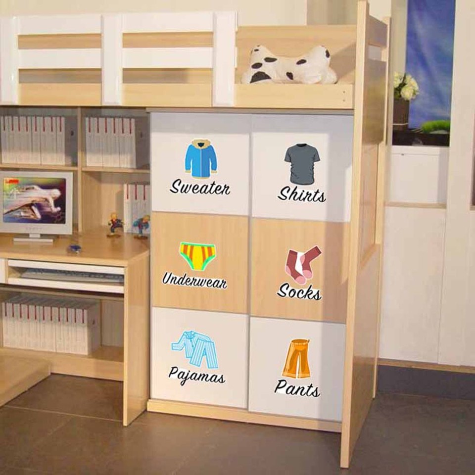 Clothing Decal Pvc Self- Adhesive Sticker Classification Label Wardrobe ...