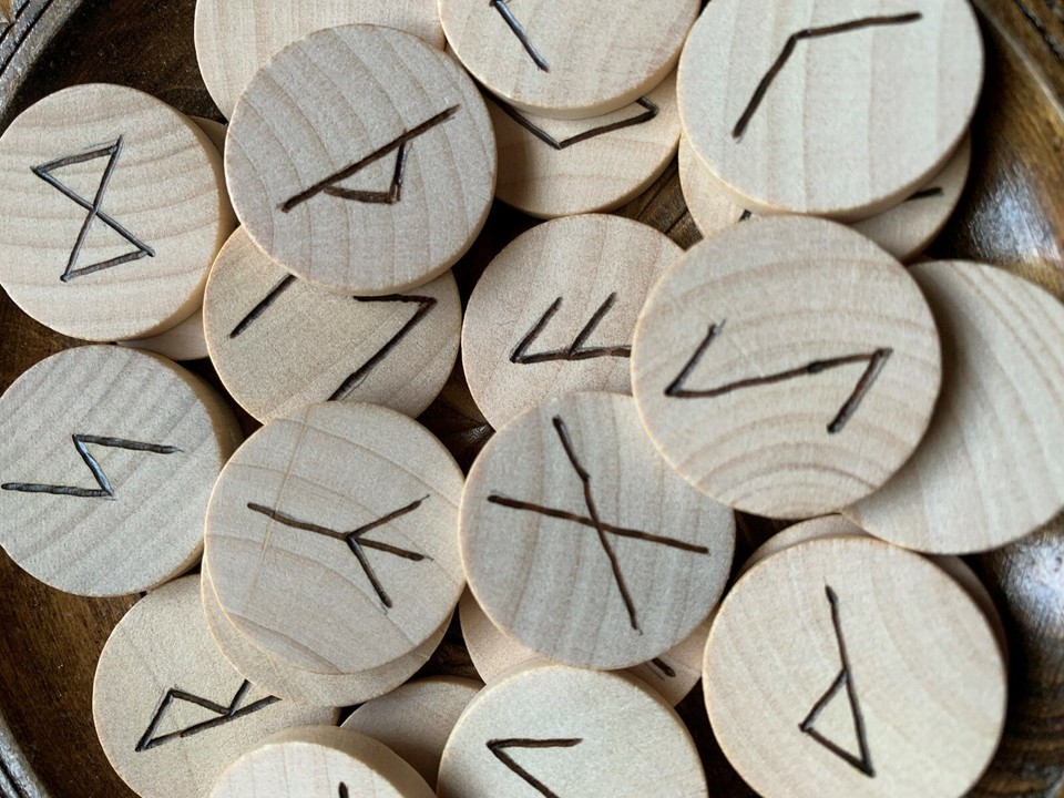 Wooden Disc Runes Wood Runes Wiccan Pagan Altar Supply | eBay