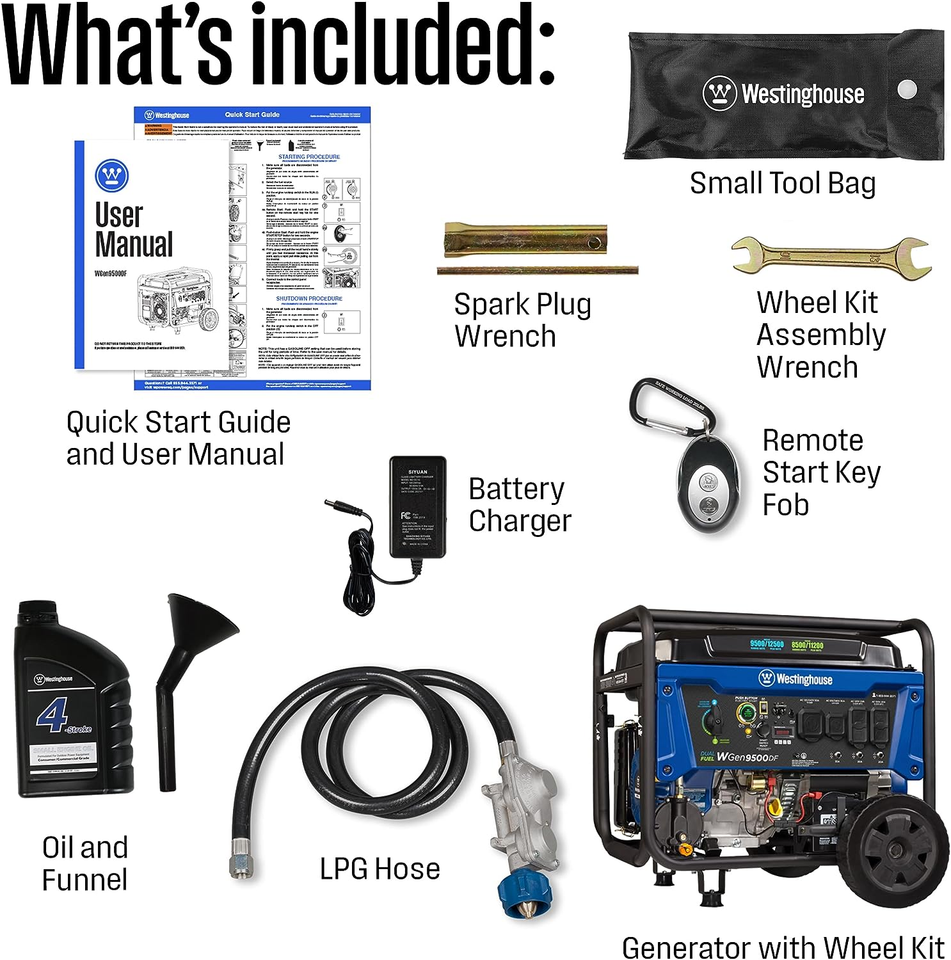 Westinghouse 12500W Dual Fuel Generator, Remote Start, Gas & Propane ...