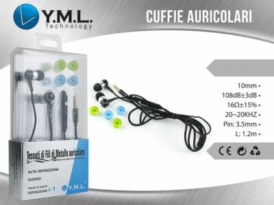 z Auricolari Stereo Cuffie Con Microfono Controllo Volume Jack 3.5mm ...