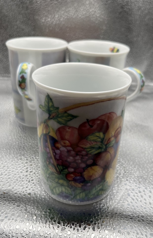3 Coffee Mugs 4" Fruit Theme Gallery by Inhesion Kathleen Parr McKenna ...