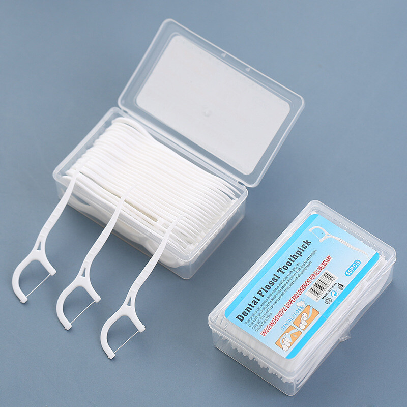 50/100pcs Boxed Disposable Dental Floss Flosser Picks Oral Dental Floss ...