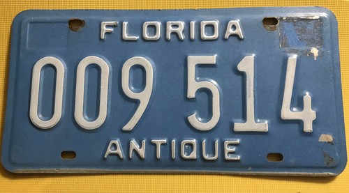 Vintage US Florida Sunshine State LICENSE PLATE ANTIQUE Car BLUE/WHITE ...