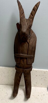 FABULOUS PRIMITIVE CARVING SNOWSHOE RABBIT SKI BUNNY HAT HOOK COAT ...