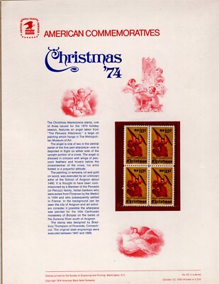 American Commemorative Panel CP42, Stamp #1550, Christmas 1974, USPS ...