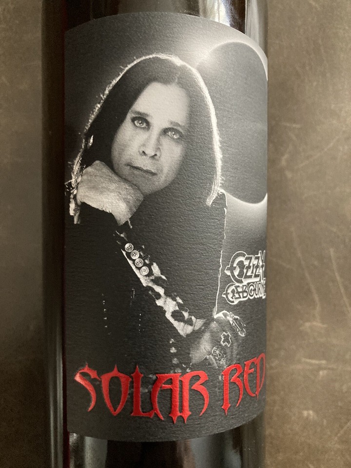 Ozzy Osbourne (empty) Solar Red wine bottle. Black Sabbath, Zakk Wylde ...