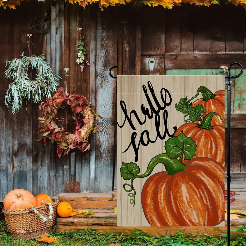 Fall Garden Flag 12x18 Inch Double Sided, Happy Fall Pumpkin Yard Flag ...
