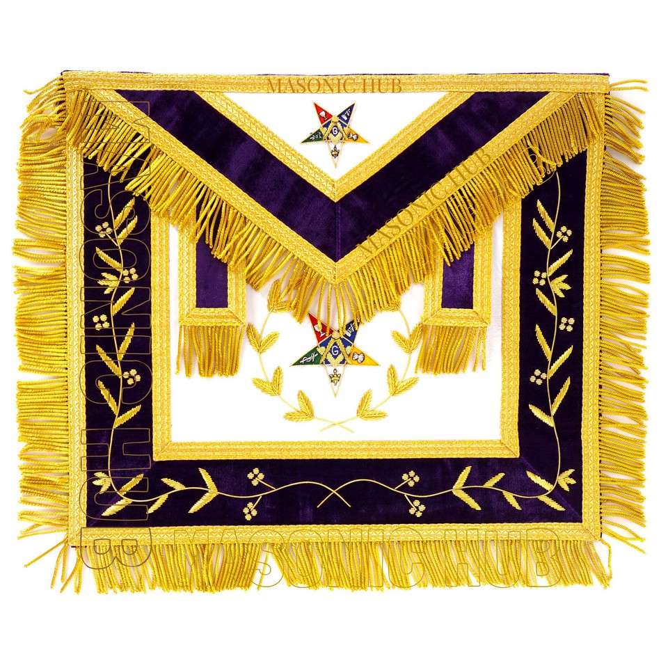 MASONIC OES GRAND PATRON 100% LAMBSKIN APRON HAND EMBROIDERED WITH ...