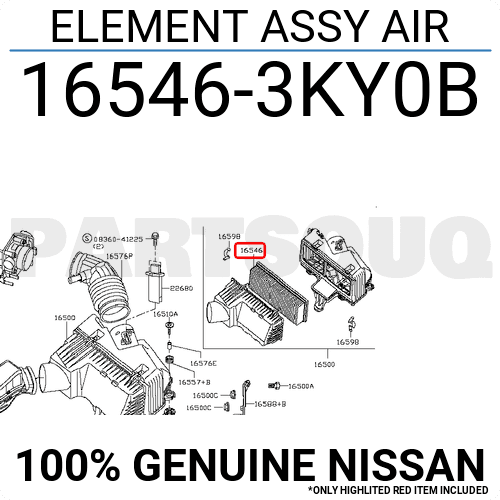 165463KY0B Genuine Nissan ELEMENT ASSY AIR 16546-3KY0B | eBay