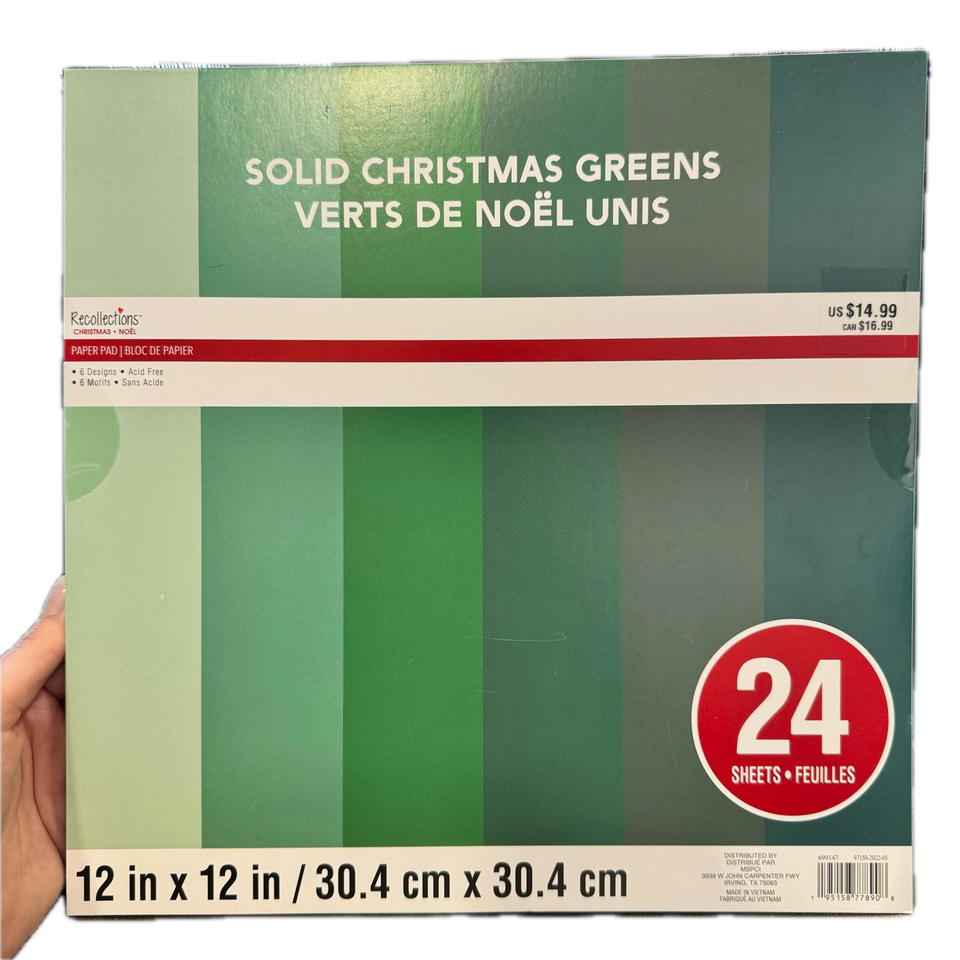 Brand New Recollections Christmas 12" x 12" Paper Pad Book 24 Sheets 12 ...