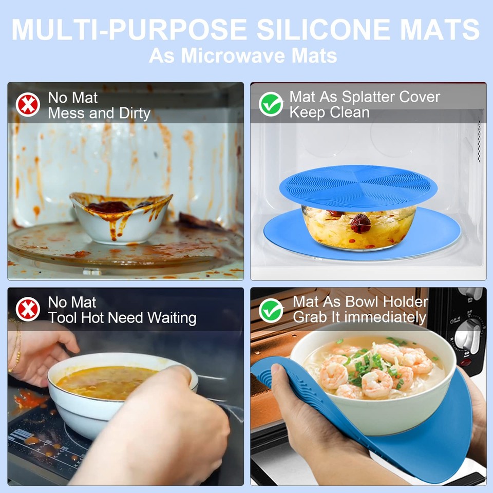 12 10 8 Inch Multi-use Microwave Mat, Trivet, Pot Holders, Drying ...