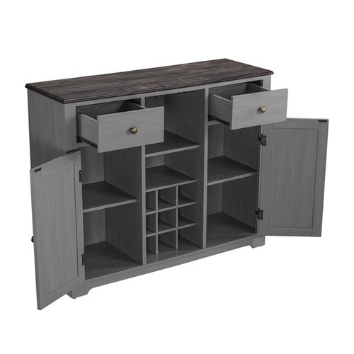 Pemberly Row 47 in. Gray Wood Bar Cabinet w/ Brushed Nickel Knobs | eBay