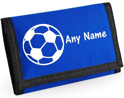 Football Design Personalised BLUE Boys Kids Ripper Wallet With Coin ...