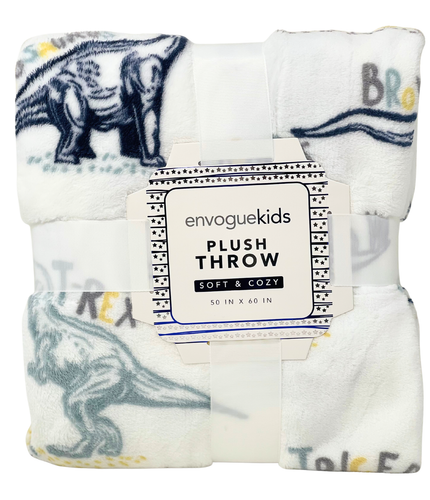 ENVOGUE Kids 50" x 60" Soft & Cozy Plush Dino Throw Blanket Dinosaurs ...