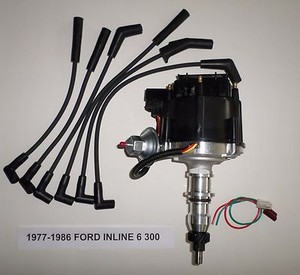 FORD Inline 6 Straight 6 cyl. 77-86 300 BLACK HEI Distributor & Spark ...
