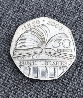2000 150th Anniversary of the Public Libraries Act UK 50P Fifty Pence ...
