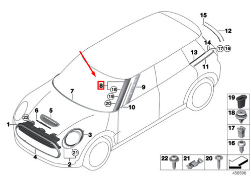 NEW OEM MINI CLUBMAN F54 FRONT RIGHT COLUMN A COVER 51137344184 GENUINE ...