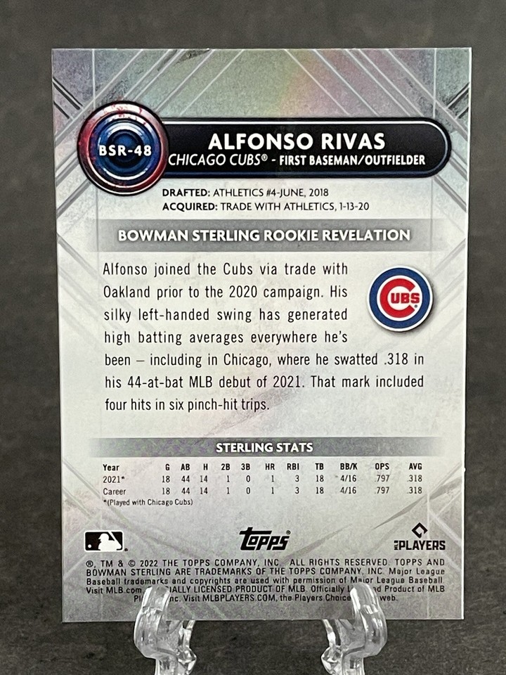 2022 Bowman Sterling Alfonso Rivas Rookie Card Chicago Cubs #BSR-48 RC ...