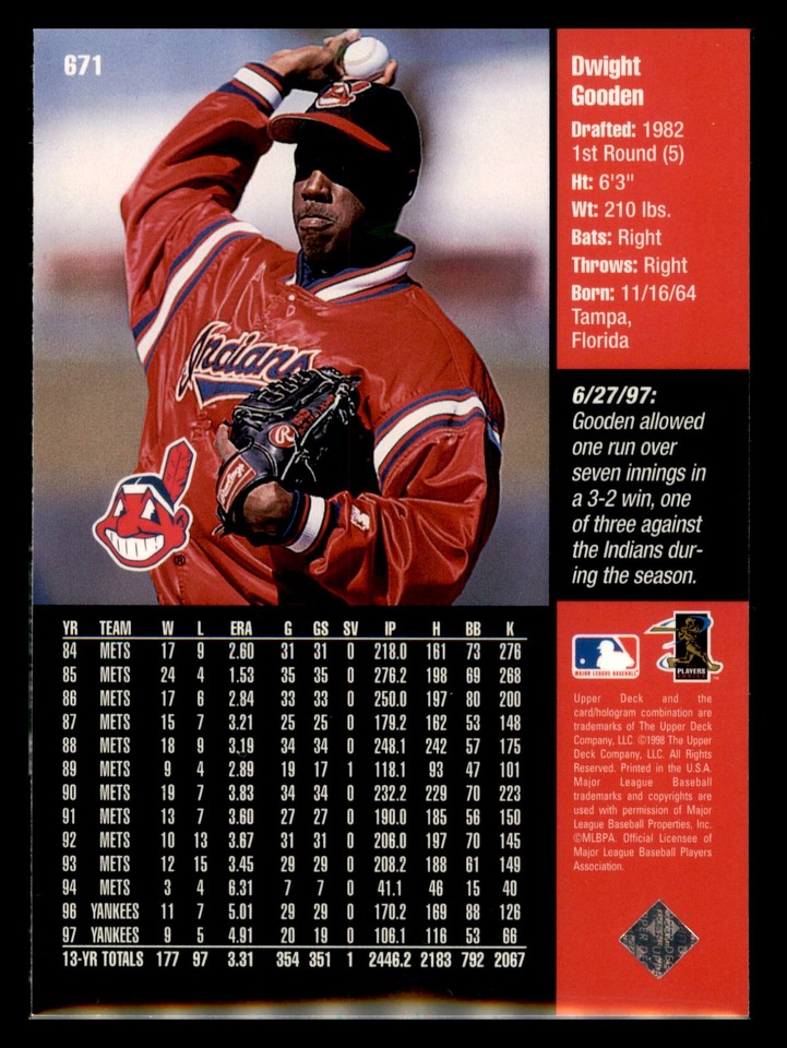 1998 Upper Deck #671 Dwight Gooden | eBay